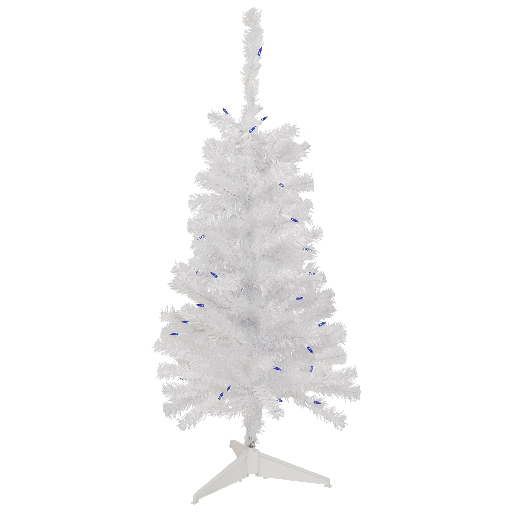 3' Pre-Lit Woodbury White Pine Slim Artificial Christmas Tree Blue ...