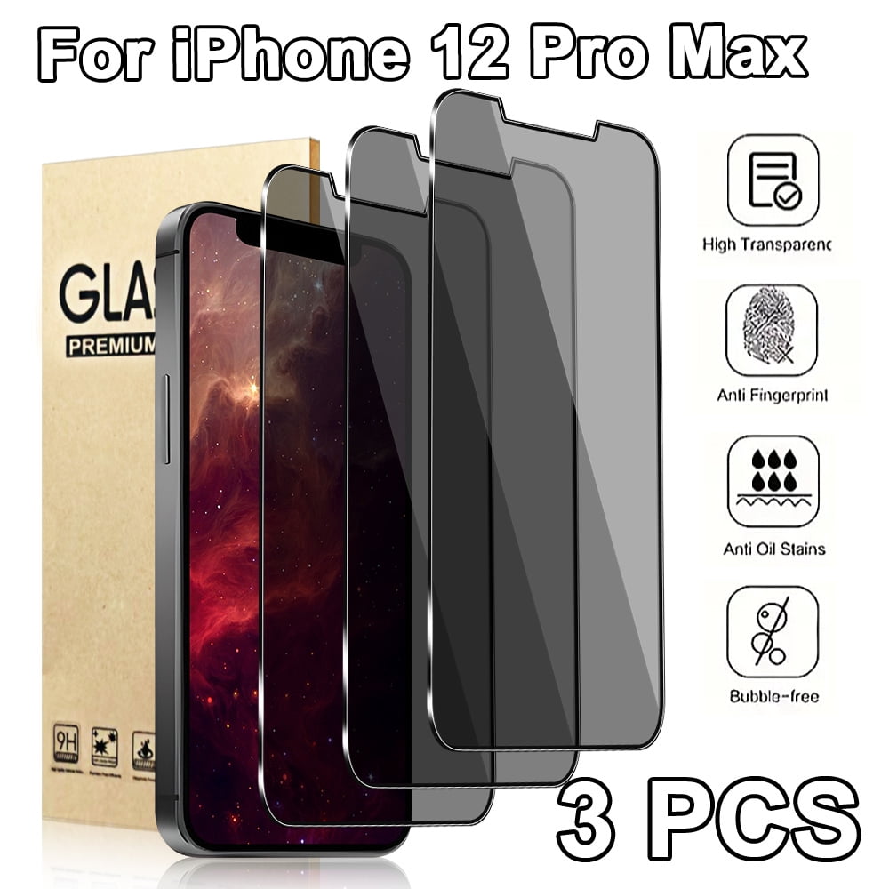 3 Privacy Tempered Glass Screen Protectors Compatible with iPhone 12 ...