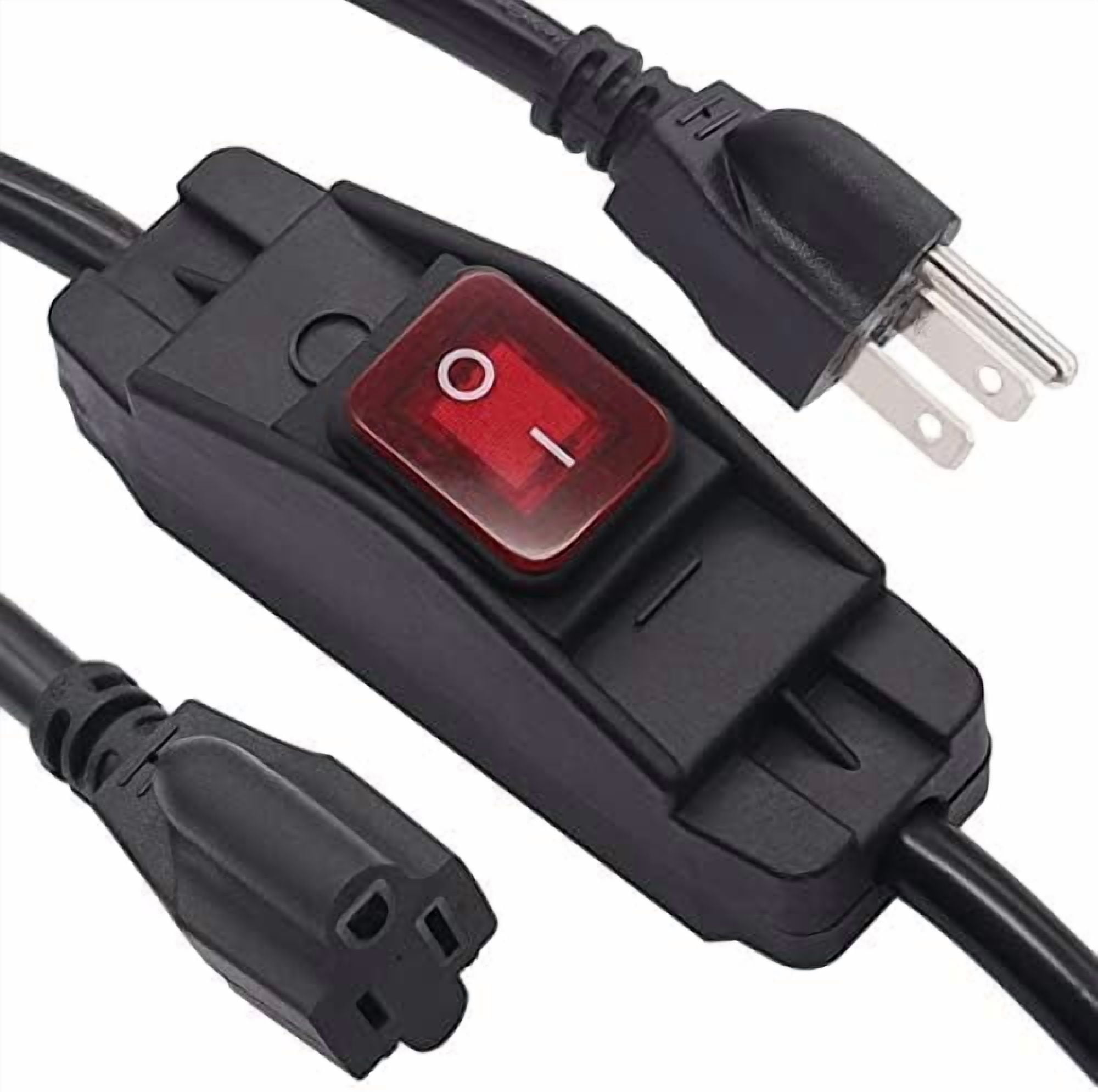 3 Prong Extension Cord with Switch On/Off 14AWG 1.5FT Outlets Power ...