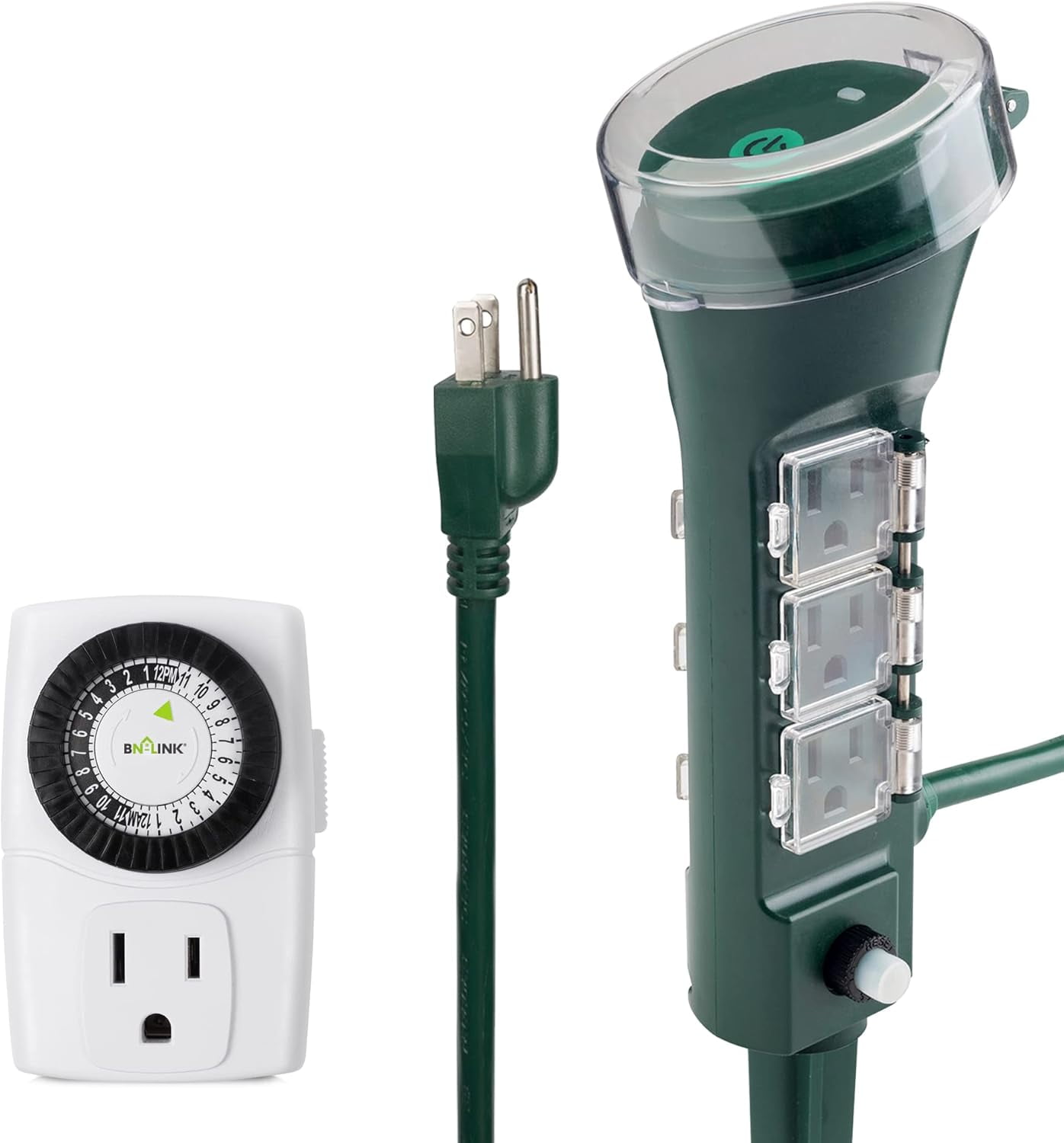 3-Prong Indoor Mini 24-Hour Mechanical Outlet Timer 2 Pack / Outdoor ...