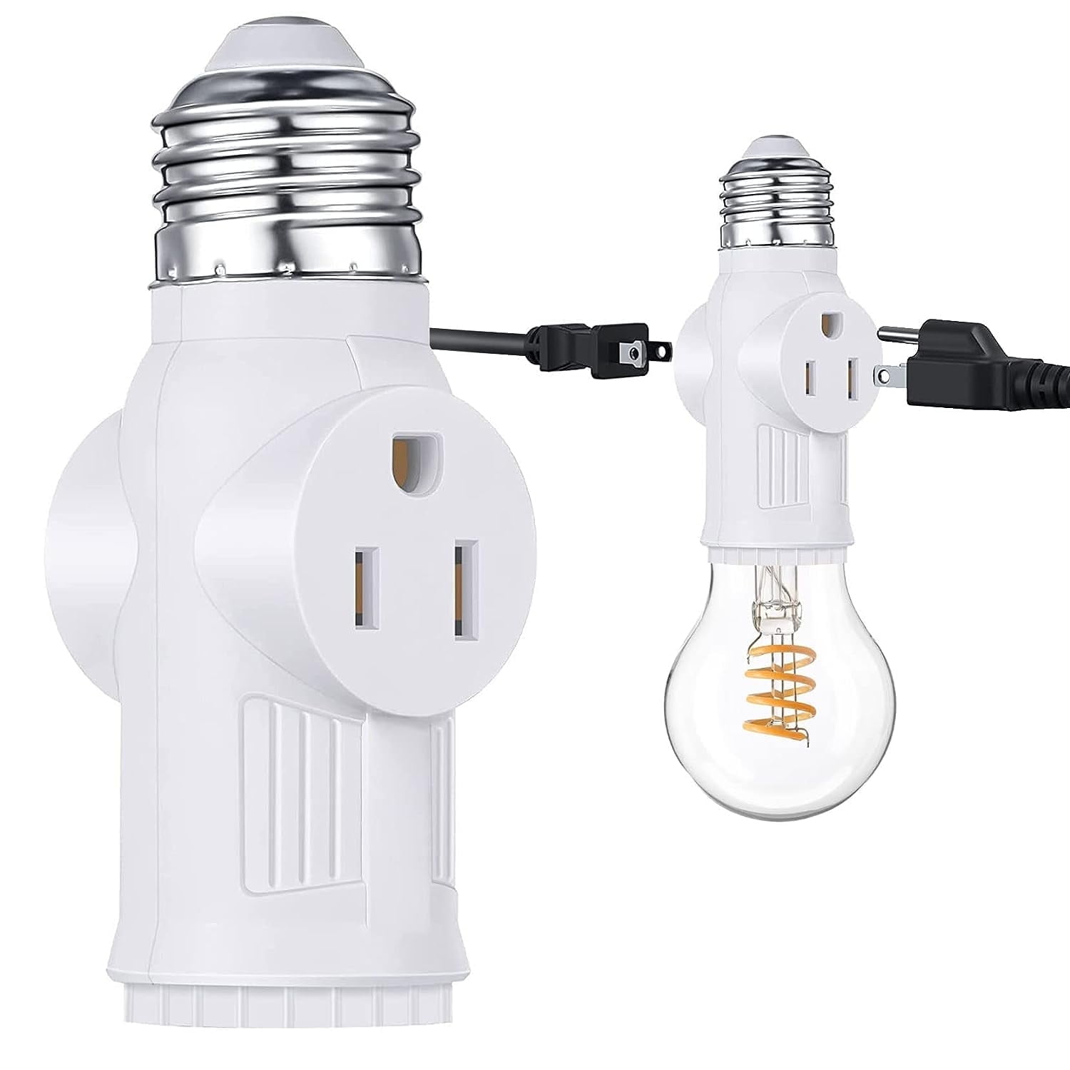 3 Prong Light Bulb Outlet Socket Plug Adapter, Polarized White Light ...