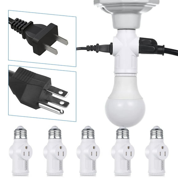 Light Bulb Socket Adapter 3 Prong