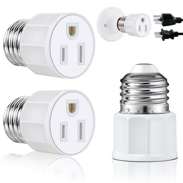 GHRTGR-2 Pack 3 Prong Light Socket Outlet Adapter,E26/ E27 Socket Light ...