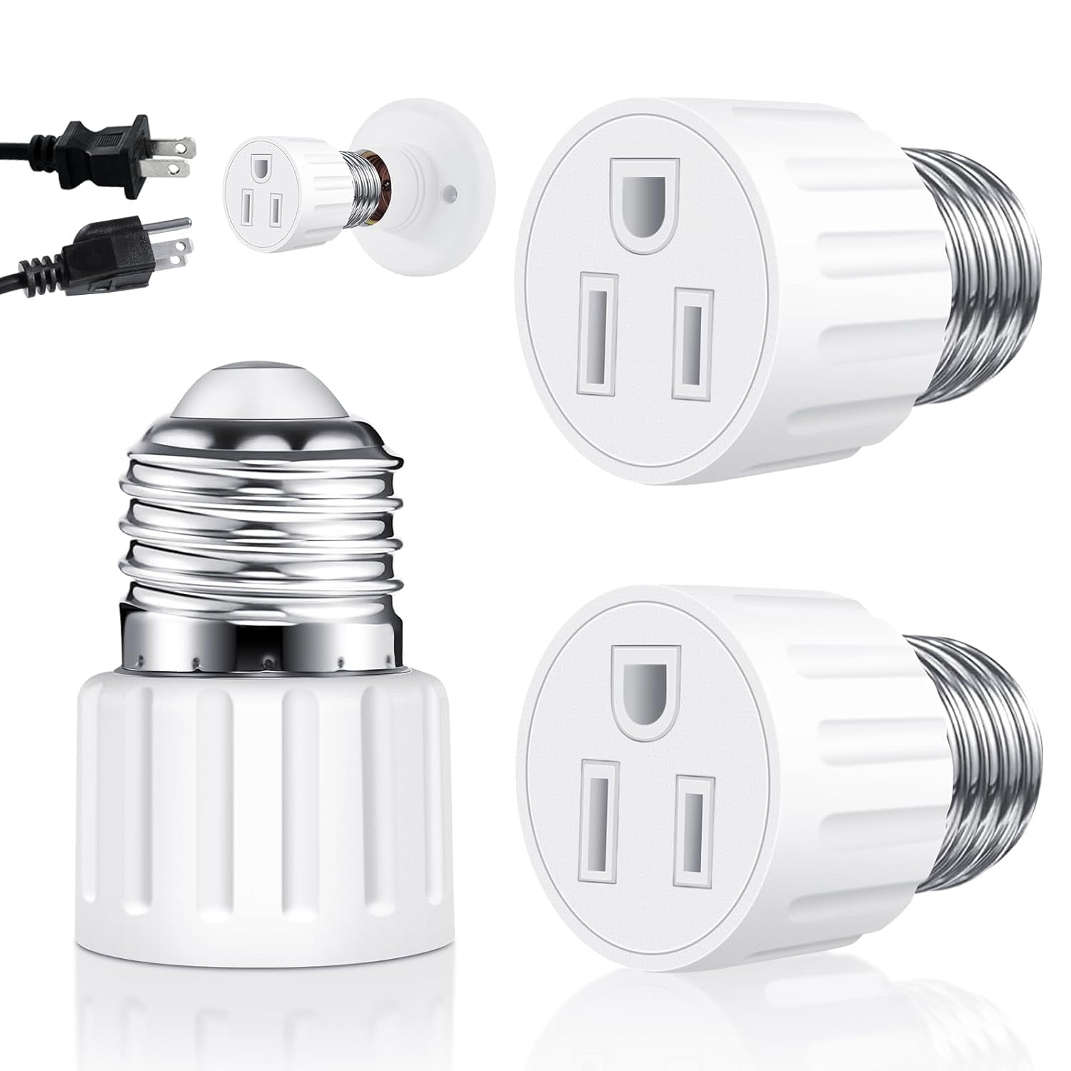 3 Prong Light Socket to Plug Adapter, Light Socket Outlet Adapter ...