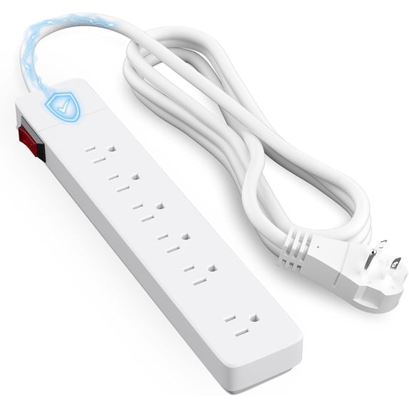 3 Prong Power Strip with 4 FT Extension Cord, 5 AC Outlets+1 Widely ...