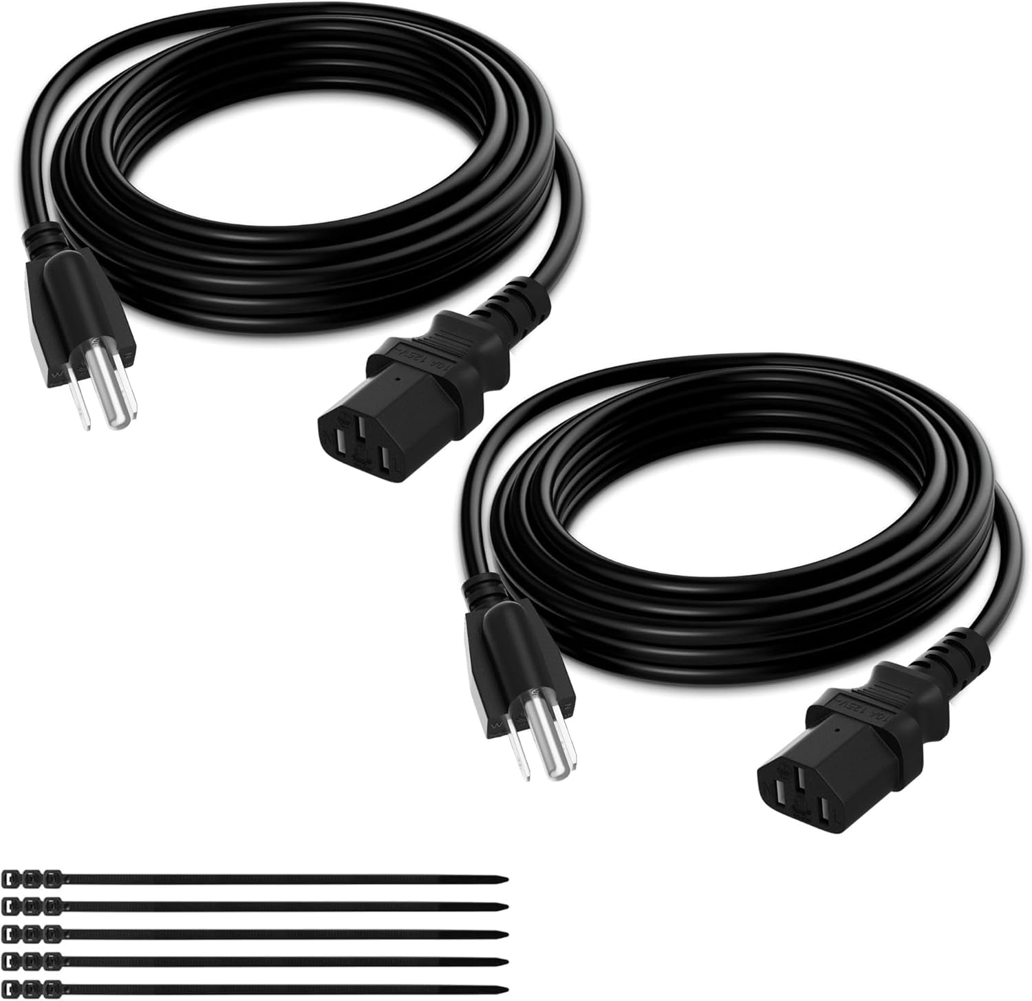 3-Prong Replacement Power Cord 10 Ft/2 Pack, Heatproof Flexible Durable ...