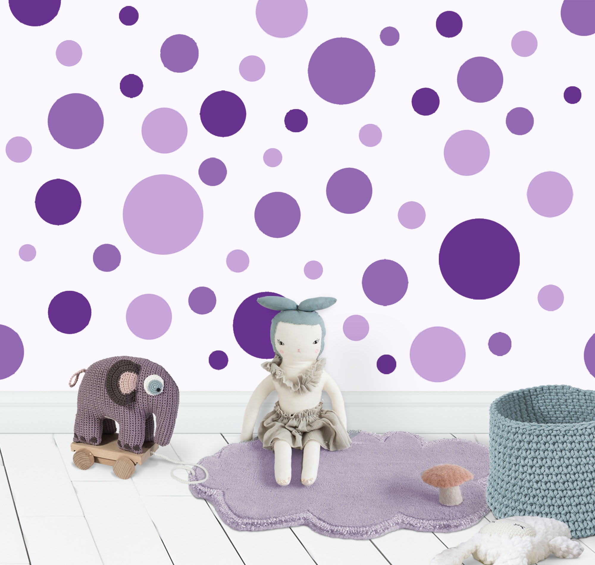 3 Purple Violet Lilac Lavender Polka Dot Wall Decals Room Decor ...
