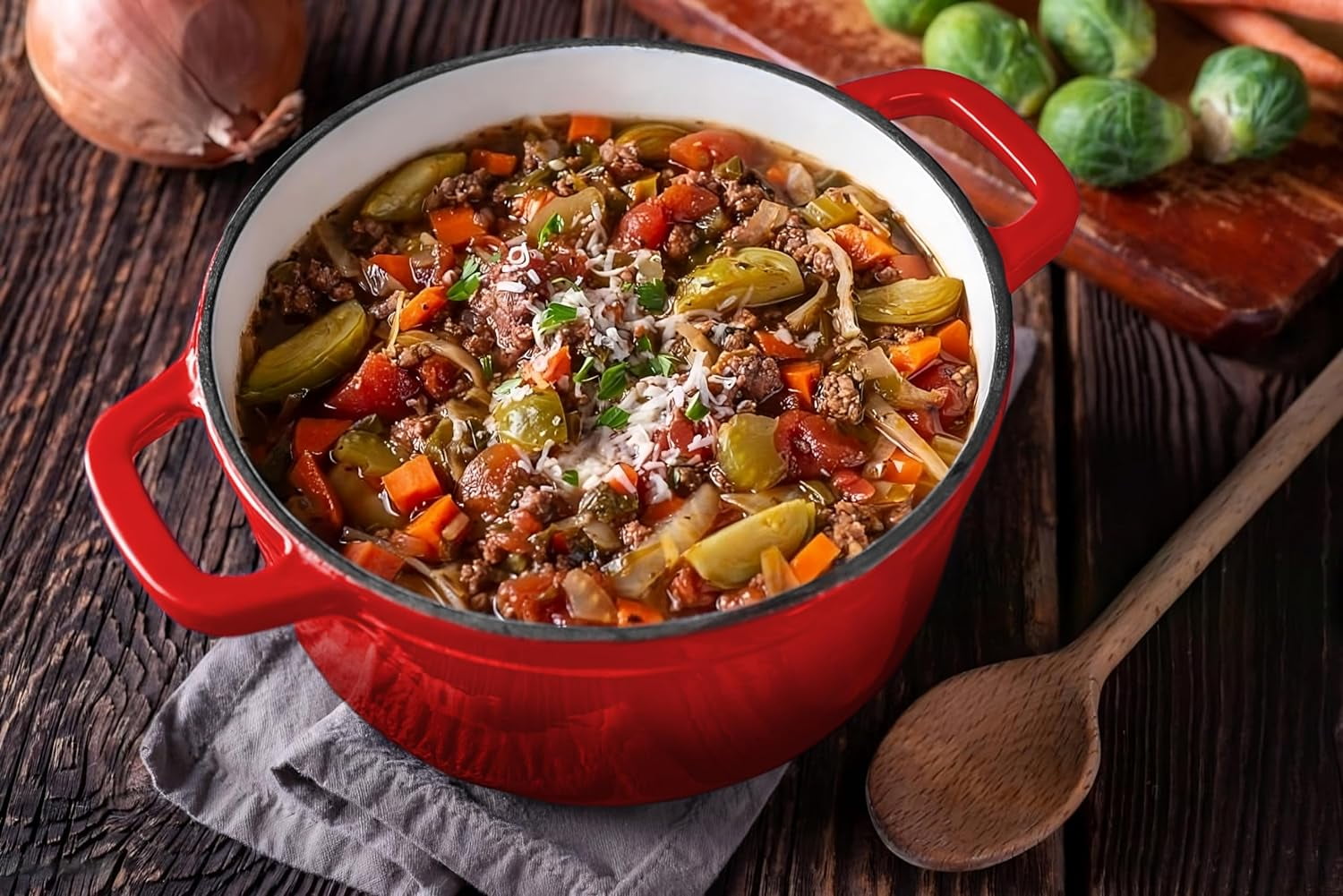 3 Qt Enameled Cast Iron Dutch Oven with Lid, Red, Oven Safe to 500° F ...