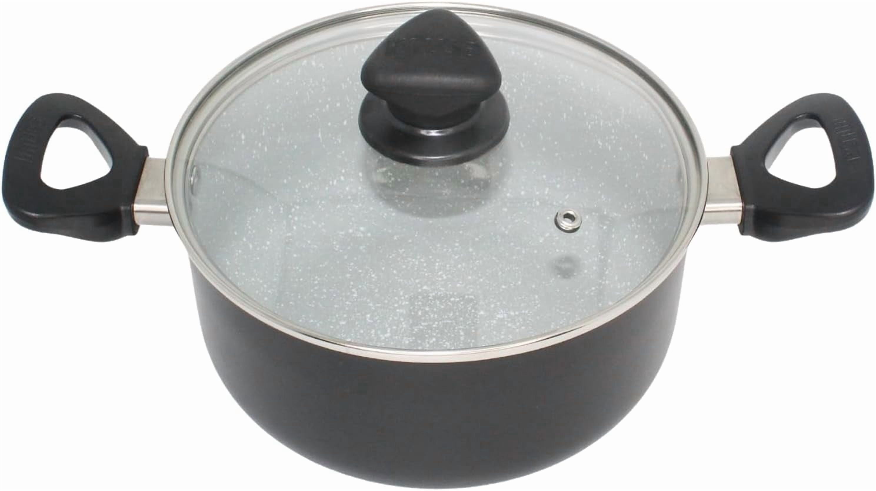 3 Qt Gray Speckled Ceramic Caldero Dutch Oven Stock Pot with Glass Lid ...