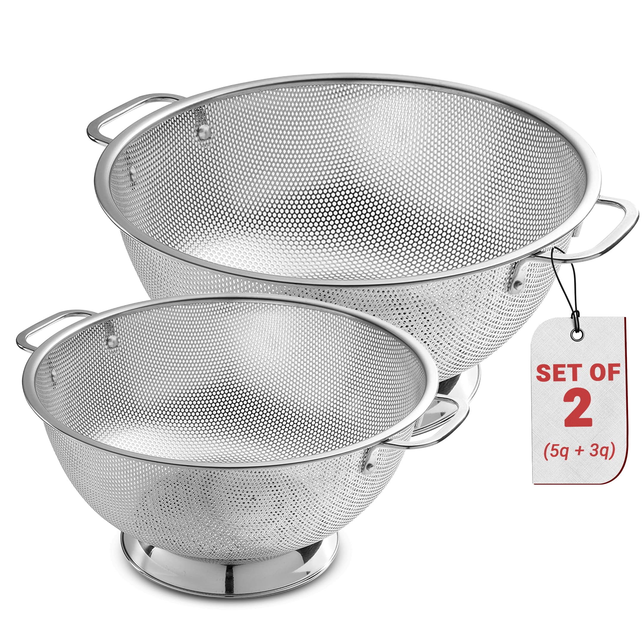 3 Qt Metal Colander with Handle | Pasta, Spaghetti, Berry, Fruit ...