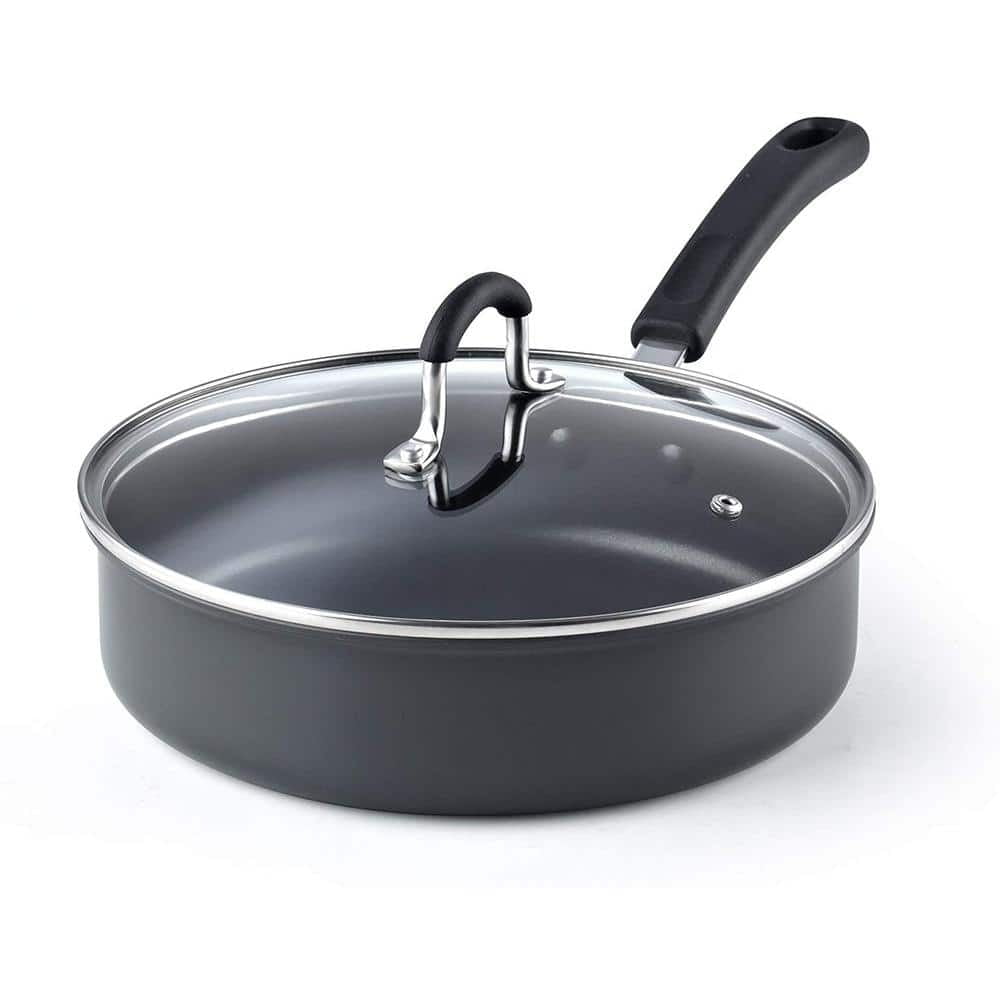 3 Quart 10 in. Nonstick Anodized Aluminum Saute Frying Pan with Lid ...