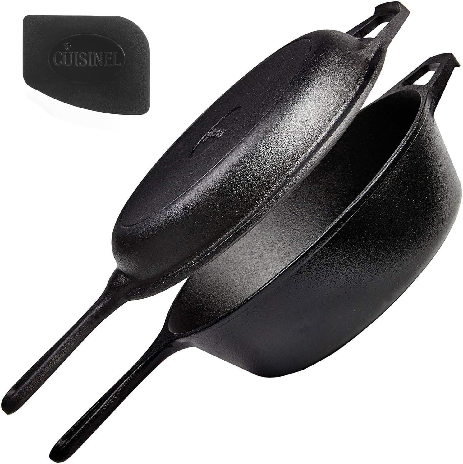 3-Quart Cast Iron 2-in-1 Multi-Cooker Dutch Oven with Skillet Lid Set ...