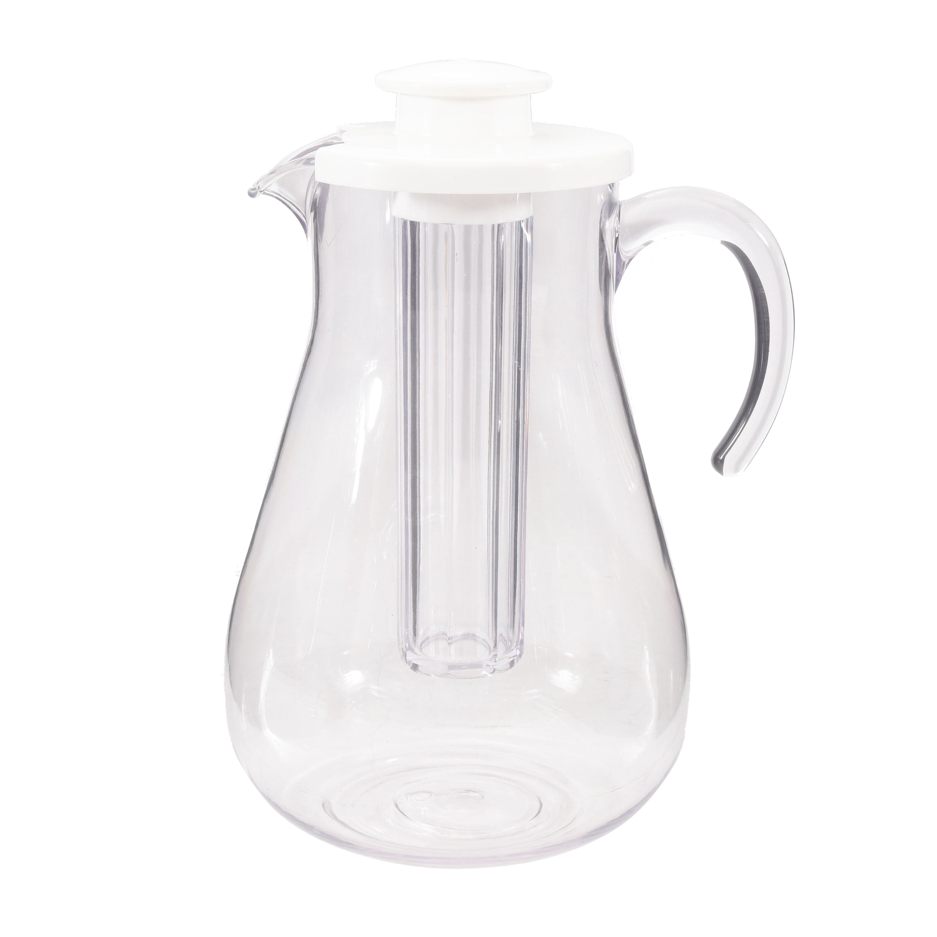 3-Quart Clear Plastic Water Pitcher with Lid and Removable Ice Core Rod ...