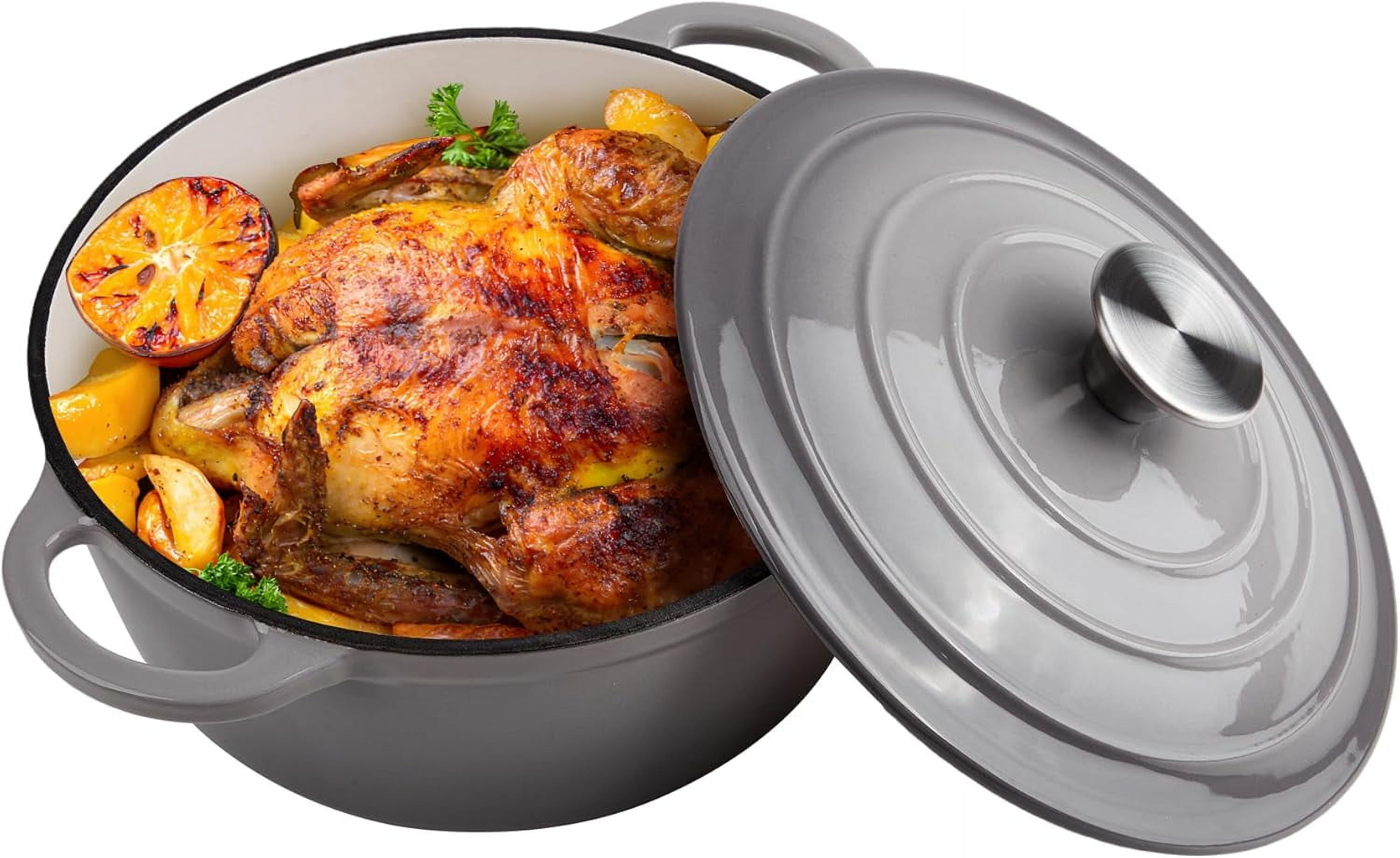 3 Quart Enameled Cast Iron Dutch Oven Pot with Lid, Oven Safe up to 550° F & Dishwasher Safe ...