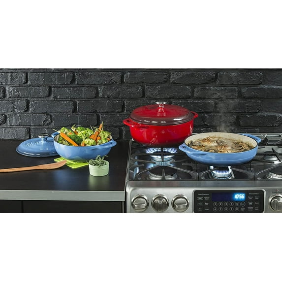 3 Quart Enameled Cast Iron Dutch Oven with Lid - Caribbean Blue ...