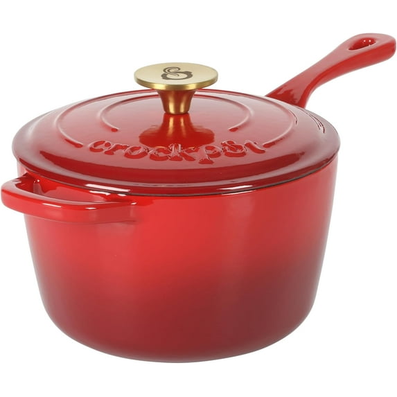 3-Quart European Enameled Cast Iron Saucepan with Lid – Gradient Red ...