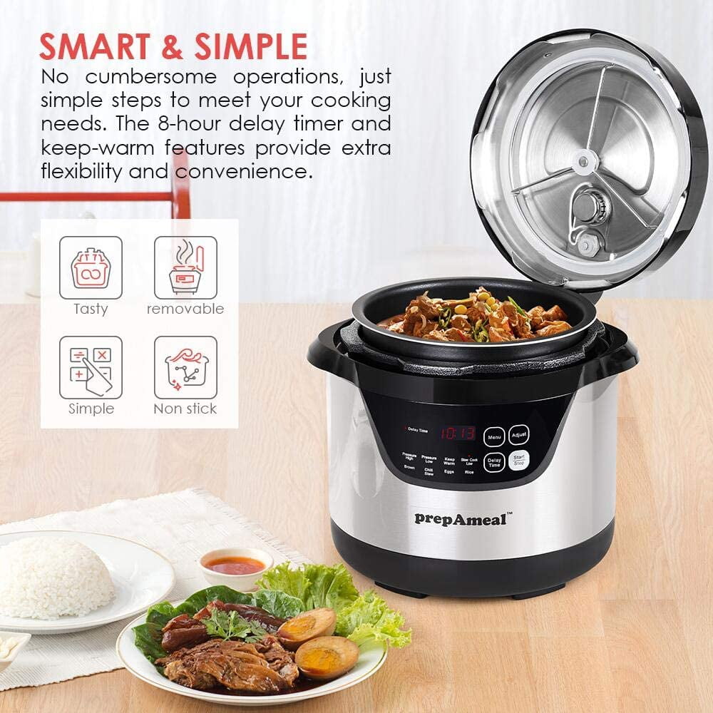 3 Quart Electric Pressure Cooker 8-in-1 Multi-Use Programmable with ...