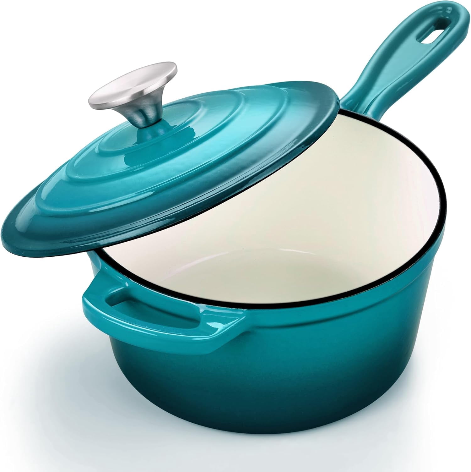 3 Quart Sauce Pan with Lid, Enameled Cast Iron Sauce Pot, Large Cast ...