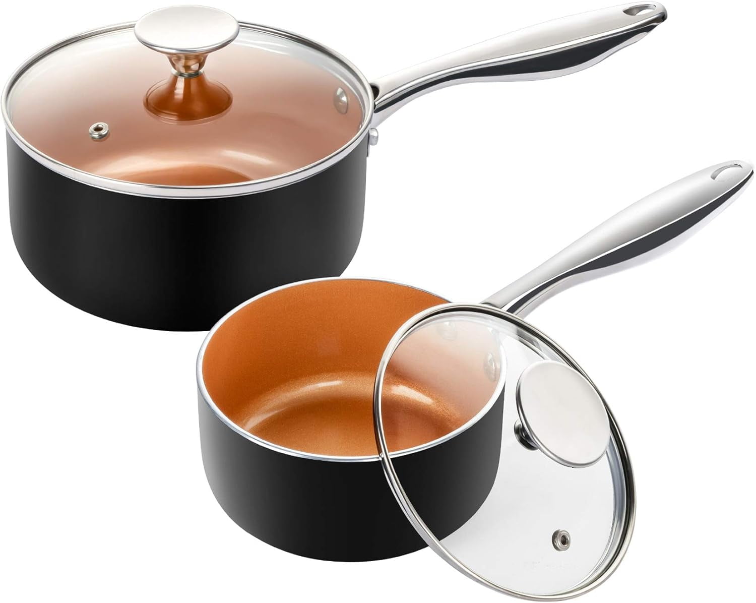 3 Quart Saucepan with Lid, Ultra Nonstick Copper Sauce Pan with Lid ...