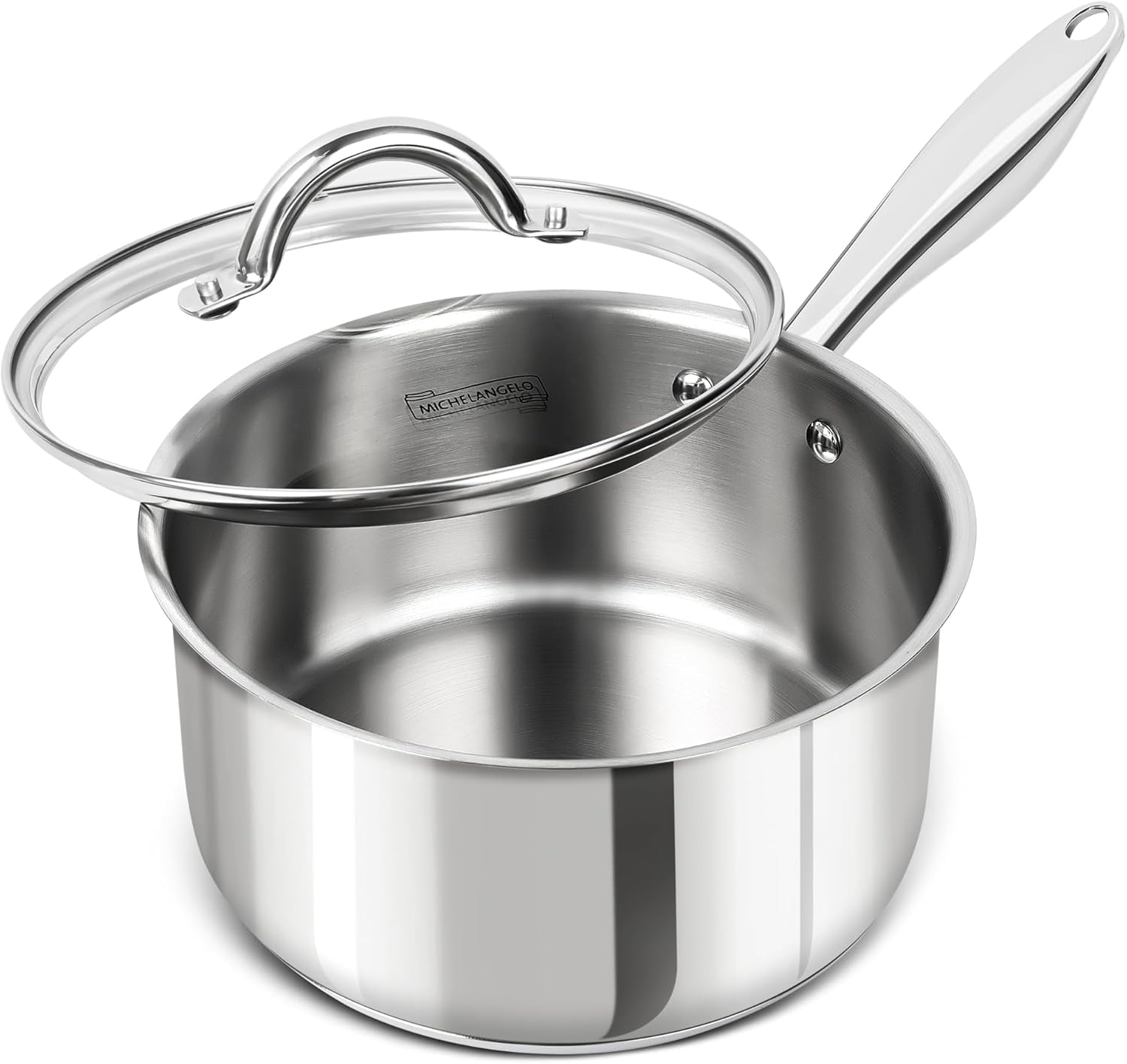 3 Quart Saucepan with Lid, 18/10 Stainless Steel Sauce Pan with Tri-Ply ...