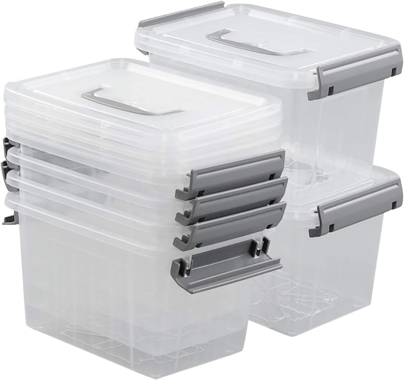 3 Quarts Plastic Storage Container Bin with Latching Lid, Clear Storage ...