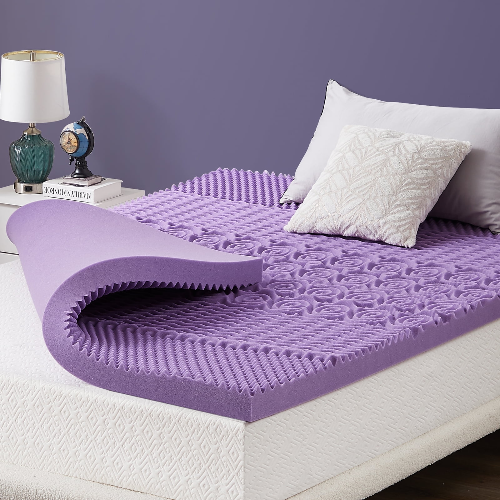 Atilioo Queen Size 3” Memory Foam Mattress Topper 5-Zone Pad with ...