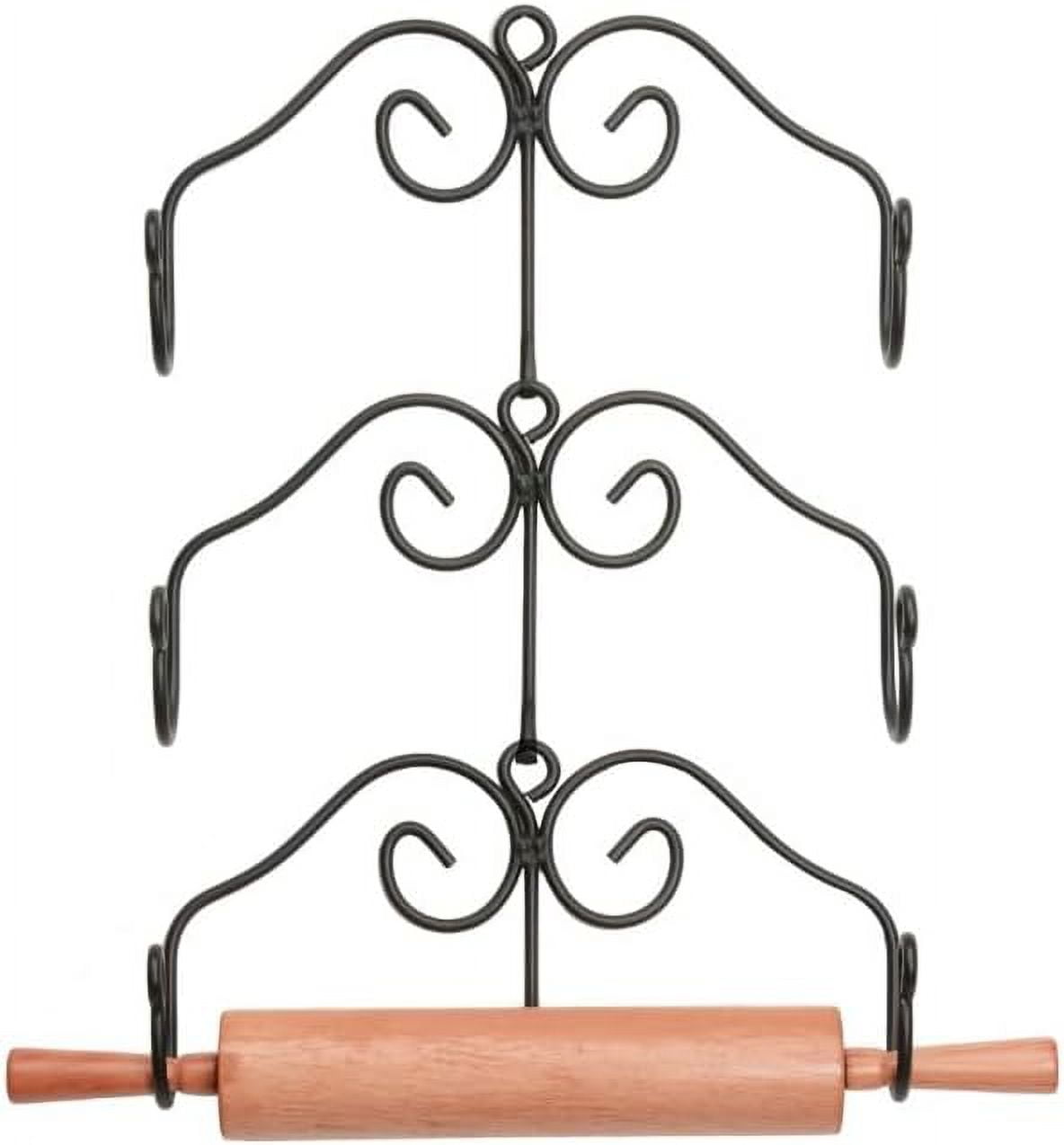 3 ROLLING PIN RACK SET - Three Hand Forged Heavy Duty Wrought Iron ...