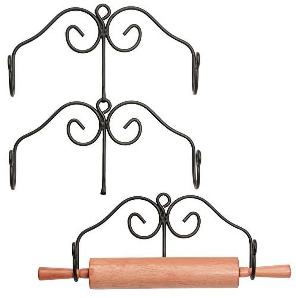 3 ROLLING PIN RACK SET - Three Hand Forged Heavy Duty Wrought Iron ...
