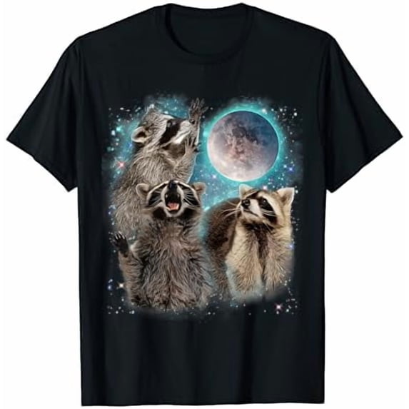 3 Racoon Moon Howling Raccoon Head Funny For Men. Women. Kid T-Shirt ...