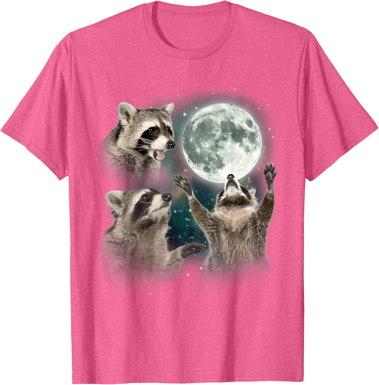 3 Racoons Howling At Moon Funny Weird Cursed T-Shirt,Full Sizes S-5X ...