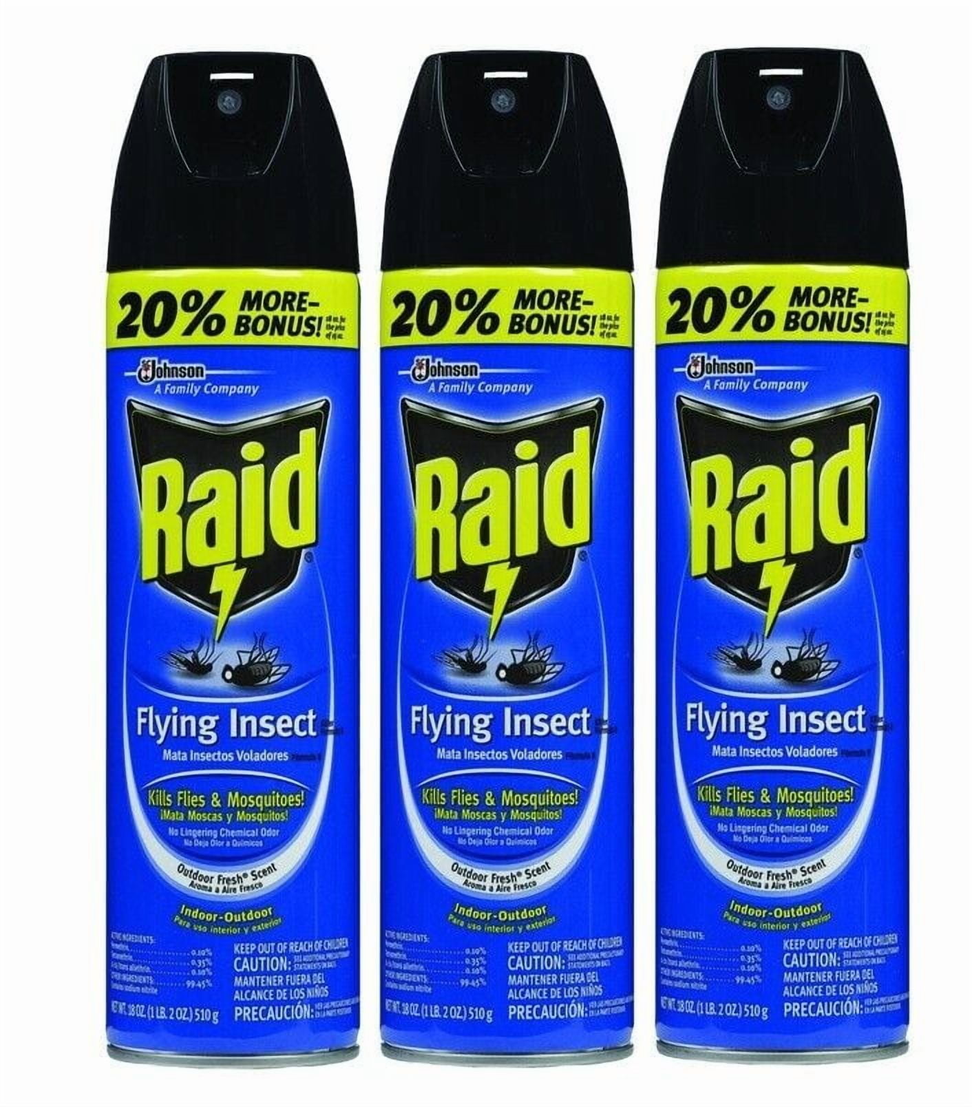 3~Raid Flying Insect Killer Formula Kills Flies & Mosquitoes Outdoor ...
