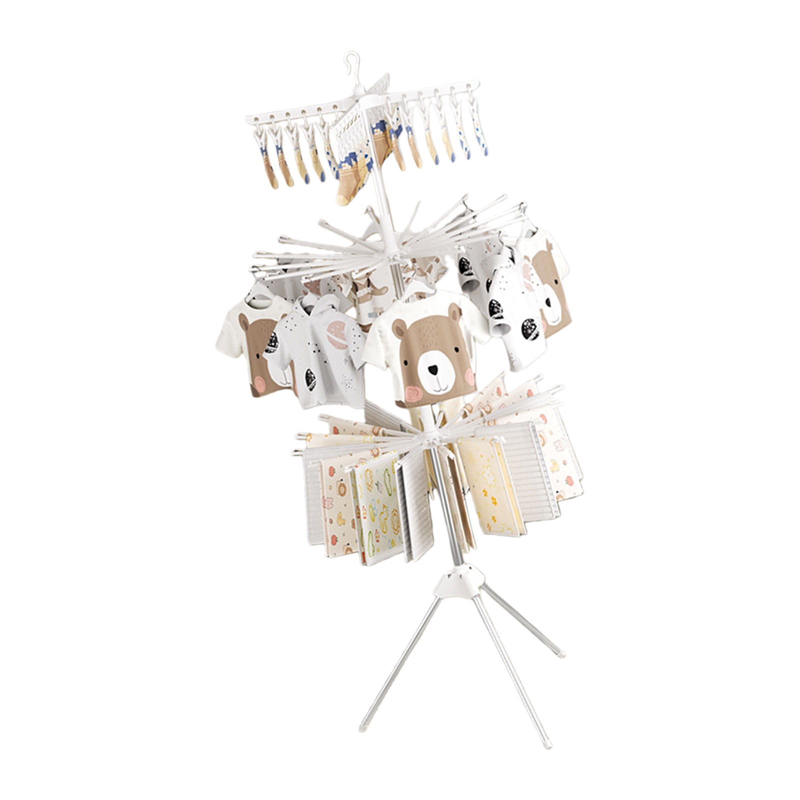 3 Rank Rustless Pliable Drying Rack Highlighting Rolling Disks and ...
