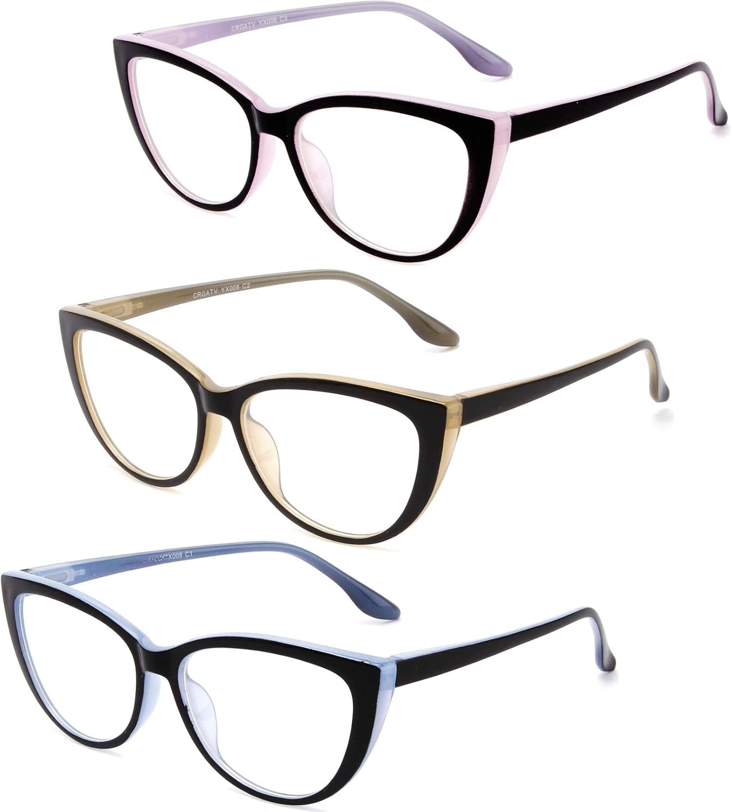 3 Reading Glasses Blue Light Blocking Stylish Eye Computer Readers Anti ...