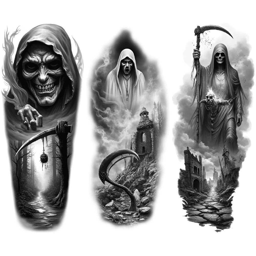 3 Realistic Temporary Tattoos Waterproof Long Lasting Body Stickers Scary Horror Devil Adult Men ...