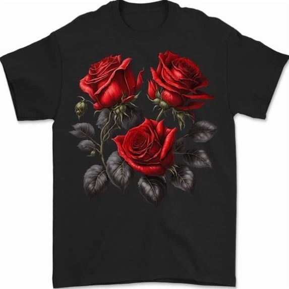 3 Red Roses Gothic Goth T-Shirt - Walmart.com