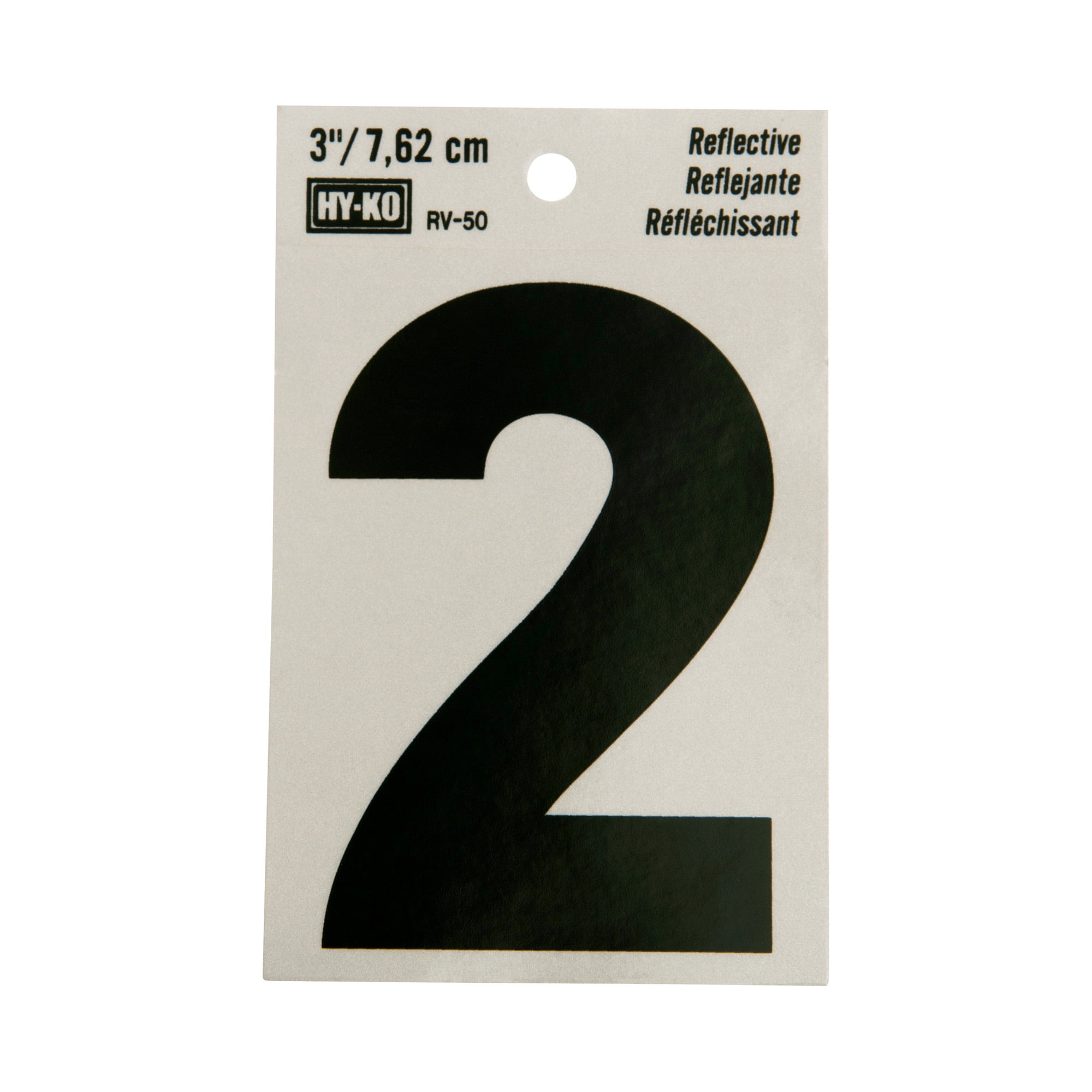 Hy-Ko 3-inch reflective vinyl number 2, self-adhesive, weather ...