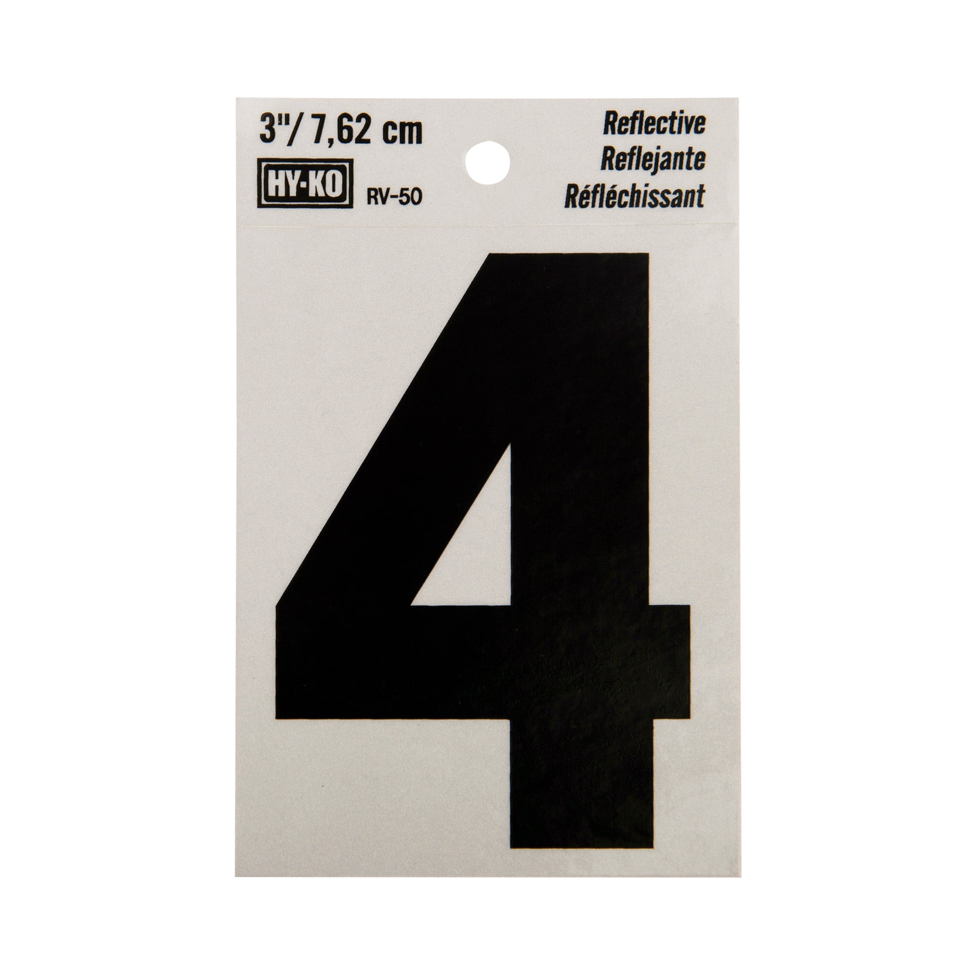 Hy-Ko 3 Reflective Vinyl Self-Adhesive Sticker Number 4 - Walmart.com