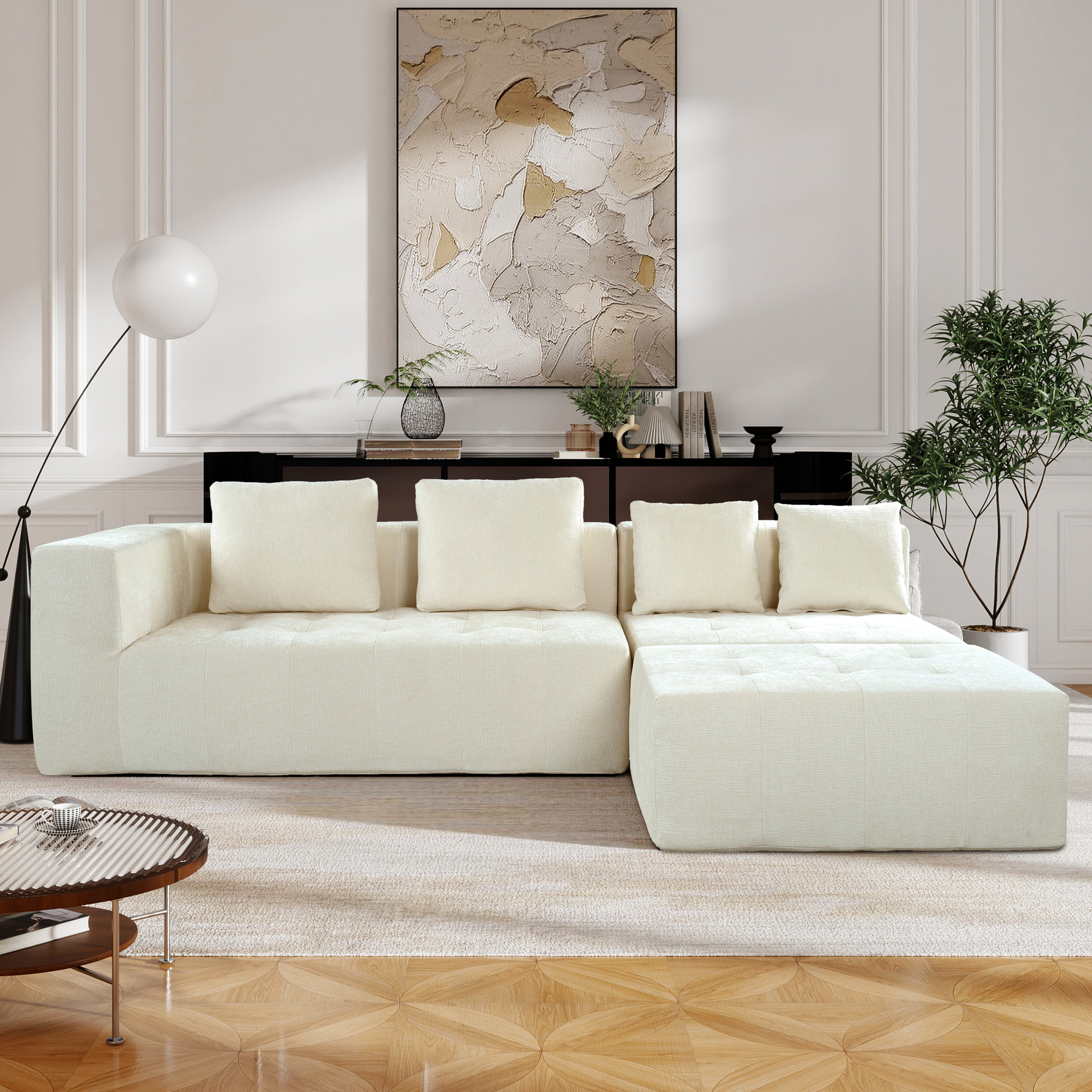 3 Removable Modular , Beige , High Comfort Sponge, Freely Arrange For A ...