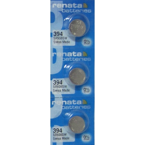 Renata 394 Button Cell Watch Batteries, 1.55V, 3-Pack, Compatible with ...