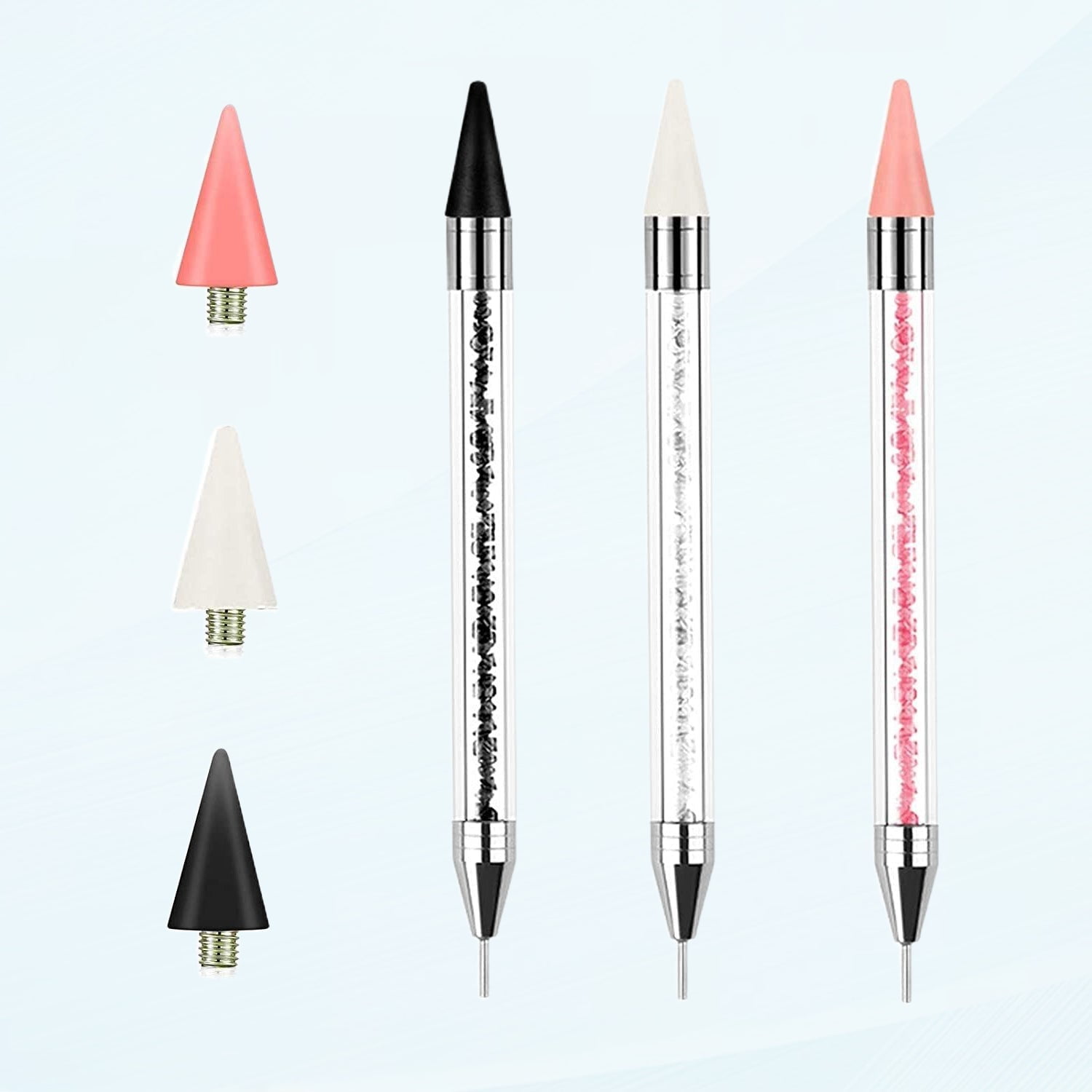 3 Rhinestone Applicator Dual-End Acrylic Handle DIY Wax Pen Art Tool ...