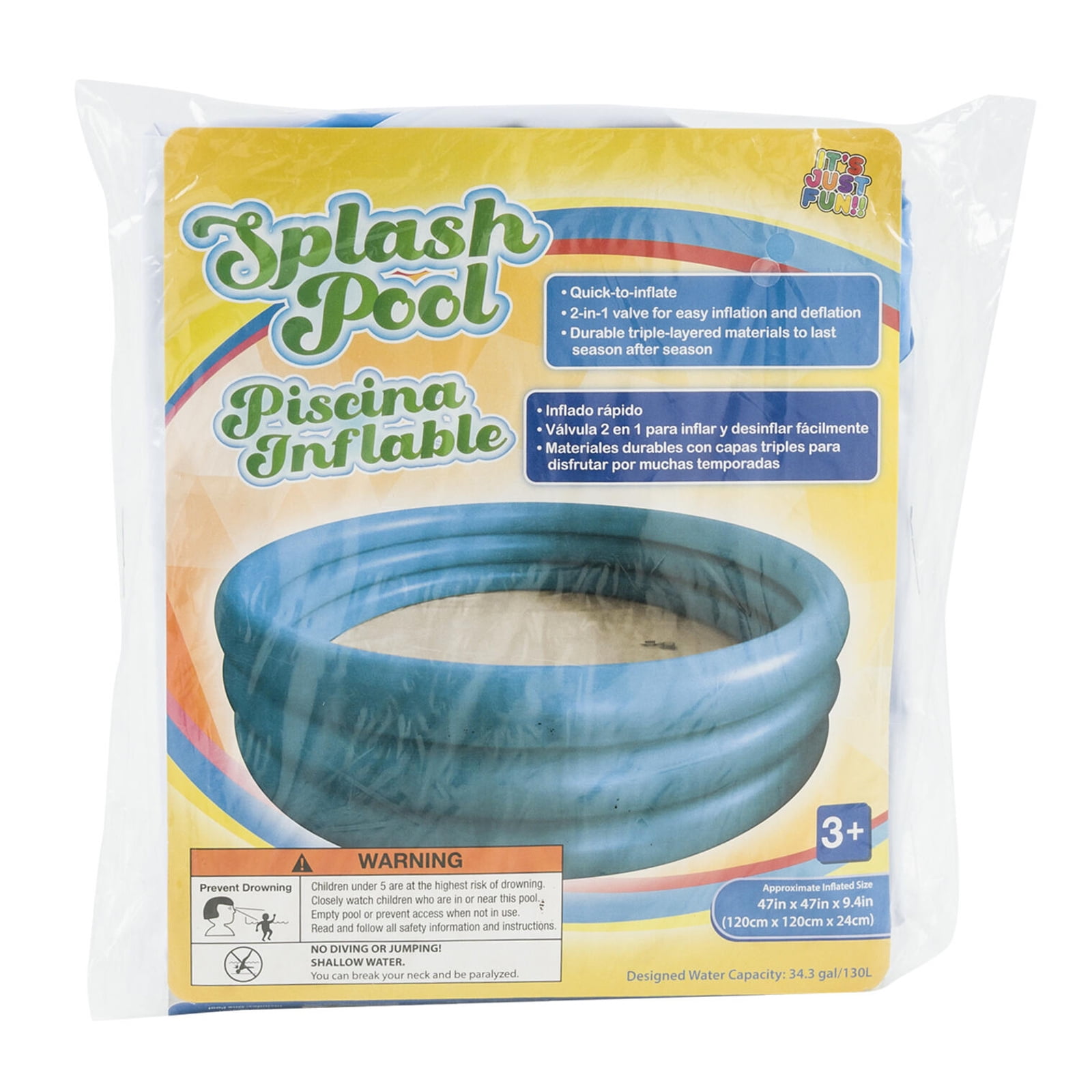3 Ring 47 Inch Inflatable Splash Pool Blue - Walmart.com