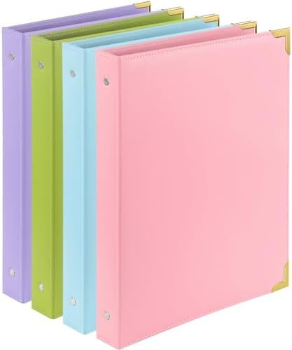 3 Ring Binder 0.5 inch, Pastel Binder with Pockets 4 Pack Fits Letter ...
