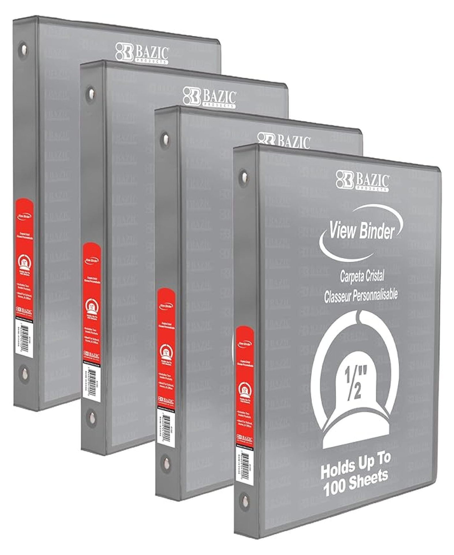 3 Ring Binder 1/2" Economy View Binders Organizer - Grey, Round Ring ...