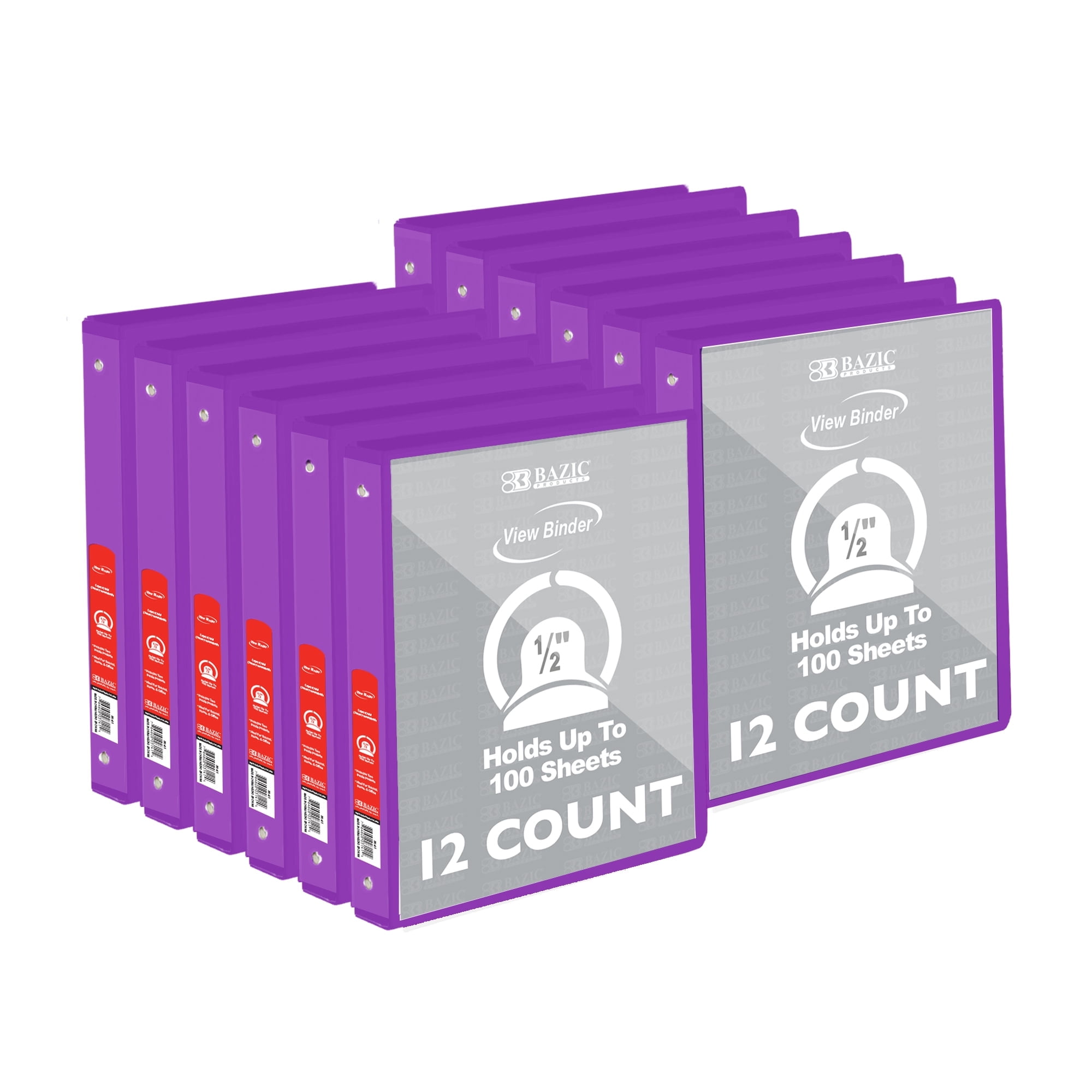 3 Ring Binder 1/2" Economy View Binders Purple, Hold 100 Sheets, 12 ...