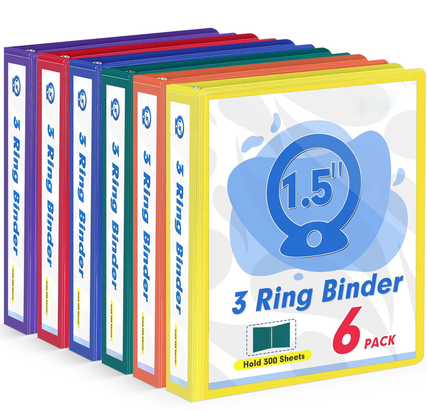 3 Ring Binder 1.5 inch,Notebook Binders Holds 300 Sheets of Letter Size ...