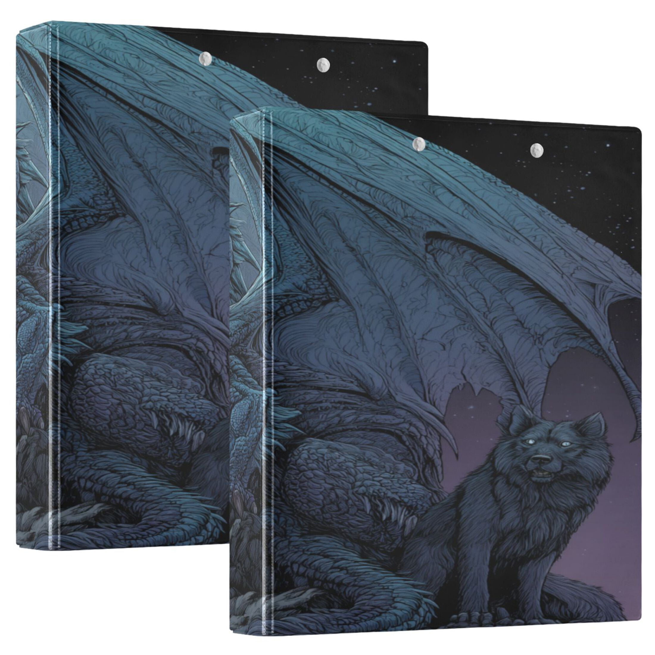 3 Ring Binder 1.5 inch Round Rings with Interior Pockets Binders Organizer Office School 2Pack ...