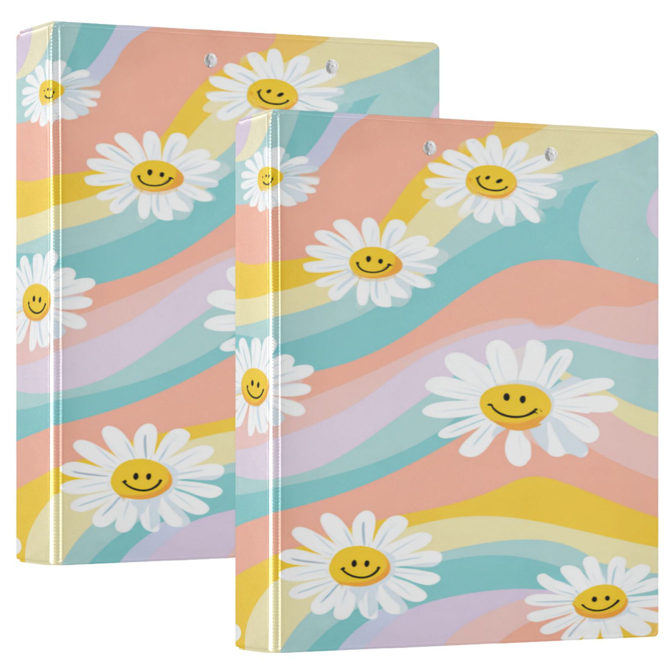 3 Ring Binder 1.5 inch Round Rings with Interior Pockets Binders Organizer Office School 2Pack ...