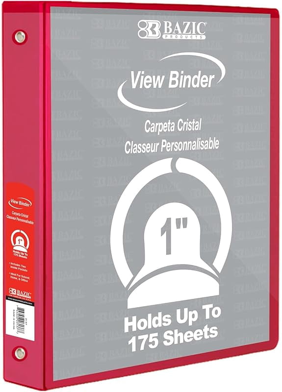 3 Ring Binder 1" Economy View Binders Organizer - Red, Round Ring, Hold ...