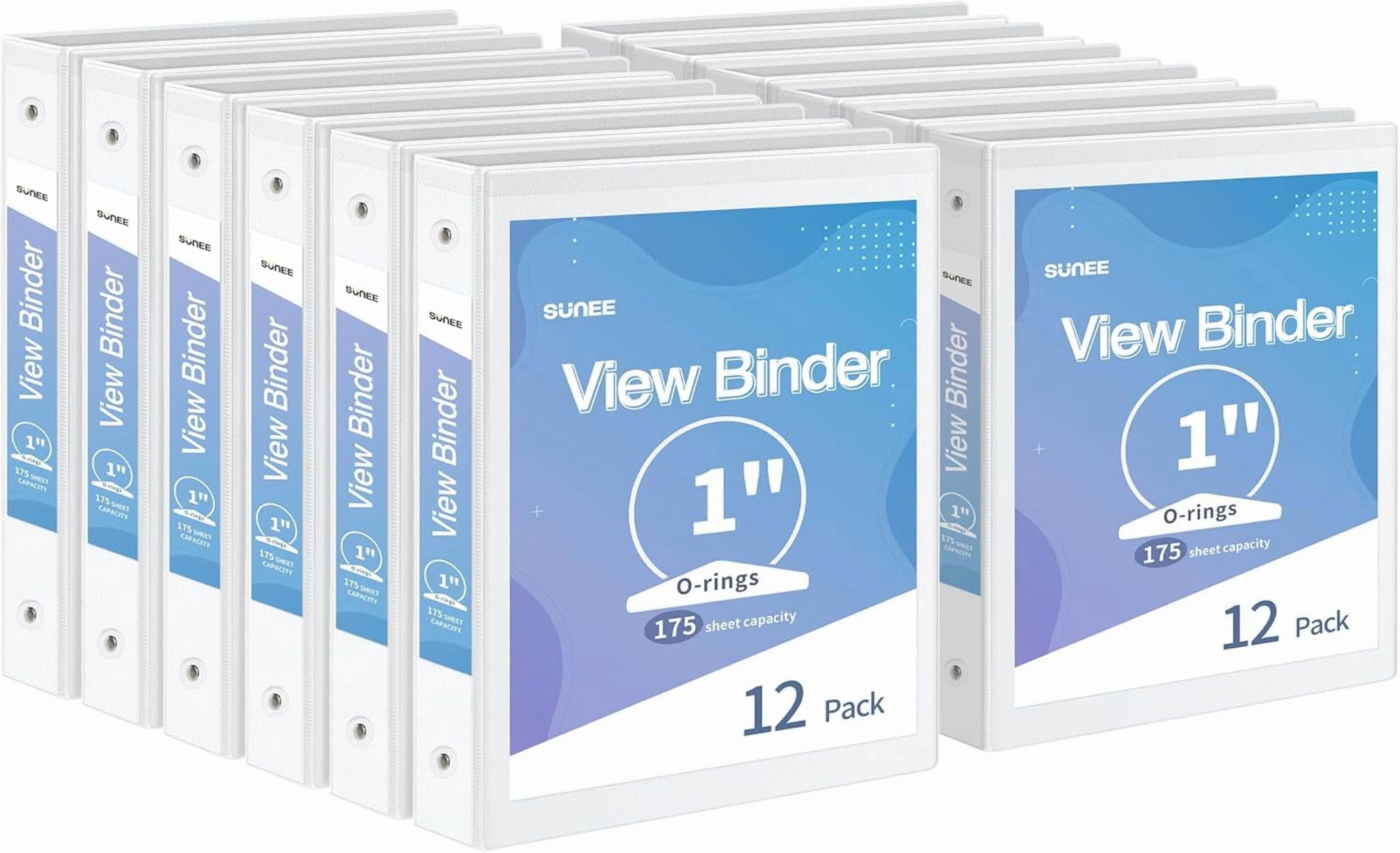 3 Ring Binder 1 Inch 12 Pack, Clear View Binder Bulk Three Ring PVC ...