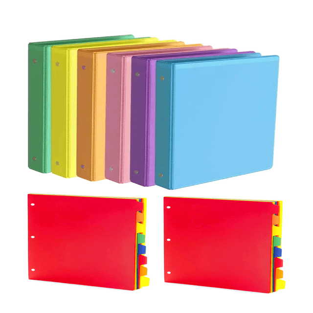3 Ring Binder 1 Inch, 6 Pack 1-Inch Binder (Assorted 6 Color) with 2 ...
